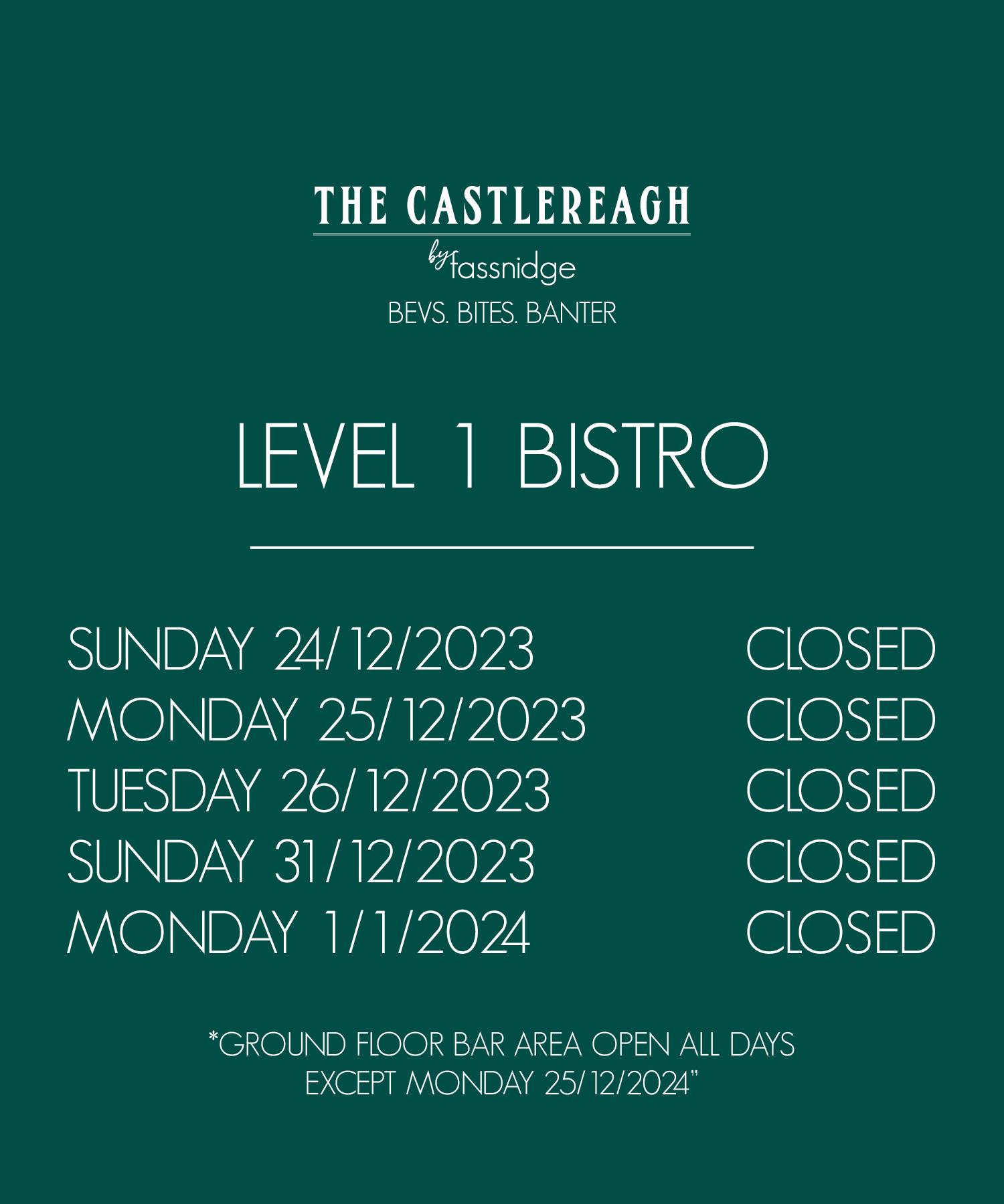 Holiday Trading Hours Castlereagh